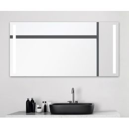 Badspiegel Talos "Talos Light", silber (silberfarben), B:140cm H:70cm T:2,5cm, Spiegel, Design Lichtspiegel