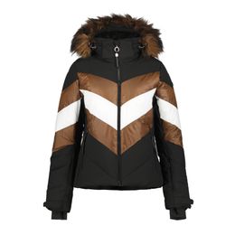Skijacke Luhta "D SKIJACKE KAARTO", Damen, Gr. 42, schwarz, Softshell, Obermaterial: 88% Polyester, 12% Elasthan, unifarben mit Farbeinsätzen, hoch geschlossener Ausschnitt, eingesetzt Bündchen mit Klettverschluss, Jacken