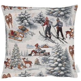 Dekokissen Apelt "3714", braun (braun, grau, gemustert), B:39 H:5 L:39, Baumwolle, Polyester, Dekokissen_Sitzkissen_Kissenhüllen