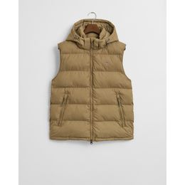 Steppweste Gant "ACTIVE CLOUD", Herren, Gr. XL, light taupe, Web, Obermaterial: 100% Polyester. Futter: 100% Polyamid. Wattierung: 100% Polyester, regular fit hüftlang, Westen, mit abnehmbarer Kapuze regular fit, 2-Wege-Reißverschluss