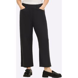 Schlupfhose sheego, Damen, Gr. 46, Normalgrößen, schwarz, gemustert, 71% Viskose, 25% Polyester, 4% Elasthan, unifarben, Hosen