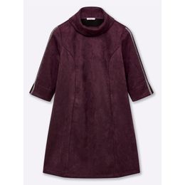 A-Linien-Kleid sheego "Velours-Kleid", Damen, Gr. 50, Normalgrößen, burgund, 90% Polyester, 10% Elasthan, unifarben, kurz, Kleider