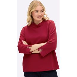 Sweatshirt sheego, Damen, Gr. 52/54, kirsche, 50% Modal, 44% Polyester, 6% Elasthan, unifarben, Sweatshirts