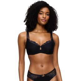 Minimizer-BH Triumph "Wild Gardenia Florale", Damen, Gr. 70, Cup G, schwarz, Microtouch, Obermaterial: 52% Lyocell, 25% Elasthan, 22% Polyamid, 1% Polyester, BHs, verkleinert die Brust optisch, weich, elegant, Spitze