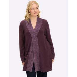 Longpullover sheego "Long-Pullover", Damen, Gr. 44/46, burgund, flieder, meliert, 50% Viskose, 28% Polyester, 22% Polyamid, meliert, unifarben, Pullover