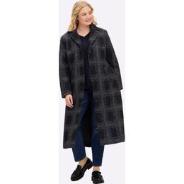 Wintermantel sheego, Damen, Gr. 50, schwarz, graphit, gemustert, 100% Polyester, kariert, Mäntel
