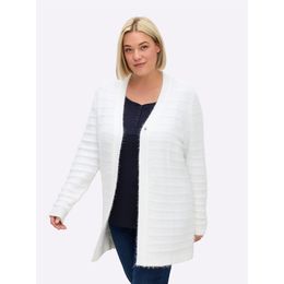 Cardigan sheego, Damen, Gr. 40/42, ecru, 70% Polyamid, 30% Polyacryl, unifarben, Strickjacken
