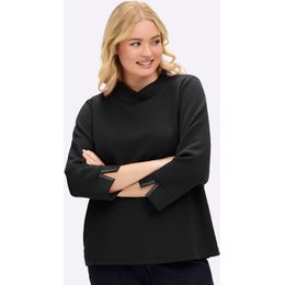 Sweatshirt sheego, Damen, Gr. 48/50, schwarz, 50% Modal, 44% Polyester, 6% Elasthan, unifarben, Sweatshirts