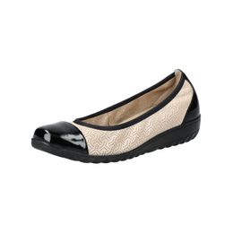 Ballerina Caprice "Caprice Ballerinas Leder", Damen, Gr. 36, schwarz (beige, schwarz), Leder, Schuhe Ballerina