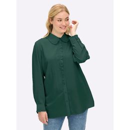 Rüschenbluse sheego, Damen, Gr. 54, moos, 100% Viskose, unifarben, Blusen