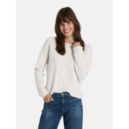 LIEBLINGSSTÜCK Rundhalspullover LIEBLINGSSTÜCK "JamimaL", Damen, Gr. 36, beige, Strick, Obermaterial: 33% Alpaka, 33% Wolle, 31% Polyamid, 3% Elasthan, unifarben, normal, Rundhals, Rippstrickbündchen, Pullover, mit Ziersteinen