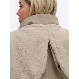 Parka sheego, Damen, Gr. 50, beige, 100% Polyester, Fellimitat:100% Polyester, Wattierung:100% Polyester, unifarben, Jacken