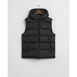 Steppweste Gant "ACTIVE CLOUD", Herren, Gr. XXL, schwarz, Web, Obermaterial: 100% Polyester. Futter: 100% Polyamid. Wattierung: 100% Polyester, regular fit hüftlang, Westen, mit abnehmbarer Kapuze regular fit, 2-Wege-Reißverschluss