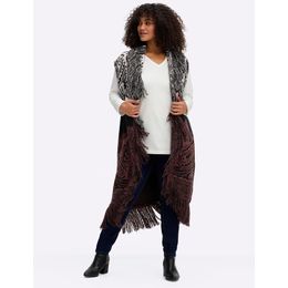 Fransenweste sheego by Joe Browns, Damen, Gr. 40/42, schwarz, rotbraun, gemustert, 75% Polyacryl, 22% Polyester, 3% Elasthan, Paisley, gemustert, mehrfarbig, Westen