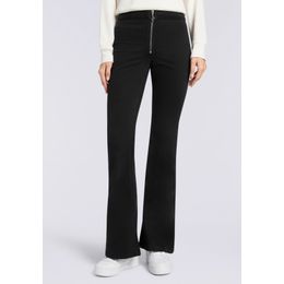Bootcuthose HUGO BLUE "Hizumi", Damen, Gr. 40, N-Gr, schwarz 001, Web, Obermaterial: 50% Baumwolle, 48% Lyocell, 2% Elasthan, unifarben, bootcut fit lang, Hosen, Super Slim, Reißverschluss vorn