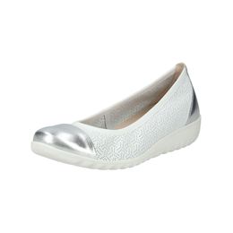 Ballerina Caprice "Caprice Ballerinas Leder", Damen, Gr. 36, silber (wei&szlig;, silber), Leder, Schuhe Ballerina