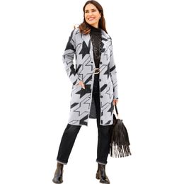 CR&Eacute;ATION L Damen Strickmantel mit Hahnentritt-Muster schwarz-ecru-gemustert Gr&ouml;&szlig;e 38