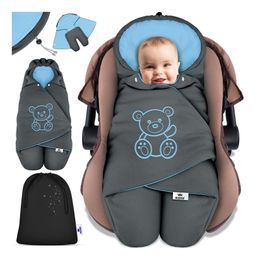 Kidiz® Baby Einschlagdecke Babyschale Winter Herbst Babydecke mit Kapuze & Tasche Universal Fußsack kompatibel mit Maxi-Cosi, Römer, Buggy, Kinderwagen & Autositz isolierend gegen Wind, Nässe & Kälte