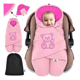 Kidiz® Baby Einschlagdecke Babyschale Winter Herbst Babydecke mit Kapuze & Tasche Universal Fußsack kompatibel mit Maxi-Cosi, Römer, Buggy, Kinderwagen & Autositz isolierend gegen Wind, Nässe & Kälte
