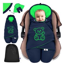 Kidiz® Baby Einschlagdecke Babyschale Winter Herbst Babydecke mit Kapuze & Tasche Universal Fußsack kompatibel mit Maxi-Cosi, Römer, Buggy, Kinderwagen & Autositz isolierend gegen Wind, Nässe & Kälte
