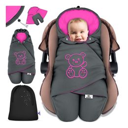 Kidiz® Baby Einschlagdecke Babyschale Winter Herbst Babydecke mit Kapuze & Tasche Universal Fußsack kompatibel mit Maxi-Cosi, Römer, Buggy, Kinderwagen & Autositz isolierend gegen Wind, Nässe & Kälte