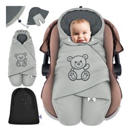 Kidiz® Baby Einschlagdecke Babyschale Winter Herbst Babydecke mit Kapuze & Tasche Universal Fußsack kompatibel mit Maxi-Cosi, Römer, Buggy, Kinderwagen & Autositz isolierend gegen Wind, Nässe & Kälte