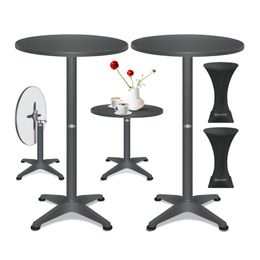 Kesser® 2in1 Stehtisch klappbar Bistrotisch Aluminium Edelstahlplatte höhenverstellbar 70cm / 115cm Partytisch Tisch In- & Outdoor Hochzeit Empfangstisch Klapptisch inklusive Regencover