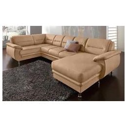 Sit & More Wohnlandschaft SIT & MORE "Mailand U-Form, B: 312 cm", braun (café), B:312cm H:85cm T:179cm, NaturLEDER (echtes Rindleder)/Korpus passendes Kunstleder Softlux;Luxus-Microfaser Altara Nubuck (100% Polyester);Kunstleder Softlux;Luxus-Kunstleder, Sofas, optional Bettfunktion