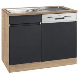 Spülenschrank Optifit "Roth", schwarz (anthrazit, wildeichefarben), B:110cm H:88cm T:60cm, Schränke, Breite 110 cm