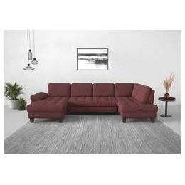 Sit & More Wohnlandschaft SIT & MORE "Westham U-Form", lila (chianti), B:338cm H:88cm T:172cm, 90% Polyester 10%Polyamid, Sofas, wahlweise mit Bettfunktion, Bettkasten, Sitztiefenverstellung