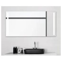 Badspiegel Talos "Talos Light", silber (silberfarben), B:140cm H:70cm T:2,5cm, Spiegel, Design Lichtspiegel