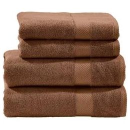 Handtuch Set done. "Deluxe 2x Handtücher (50x100 cm), 2x Duschtücher (70x140 cm)", braun (cognac), 4 Stk., Zwirnfrottee, Zwirnfrottee, Obermaterial: 100% Baumwolle, Handtücher, Hotelqualität aus hochwertigem Zwirnfrottier