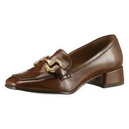 Slipper Tamaris, Damen, Gr. 40, braun (cognac), Lacksynthetik, Antik-Look, used, Modisch, Schuhe, Blockabsatz, Pumps, Businessschuh mit modischer Zierspange