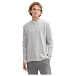 2-in-1-Langarmshirt Tom Tailor DENIM, Herren, Gr. XXL, grau (light stone grau melange), Rippware, Obermaterial: 95% Baumwolle, 5% Viskose, meliert, Casual, regular fit taillenbedeckt, Rundhals, Bündchen, Shirts, mit Rippstruktur