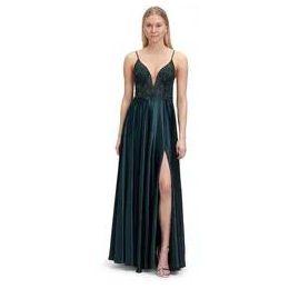 Abendkleid Vera Mont "Vera Mont Damen Abendkleid mit Placement", Damen, Gr. 42, Normalgrößen, grün (dusty slate), Tüll, Satin, Obermaterial: 95% Polyester, 5% Elasthan. Futter: 100% Polyamid., festlich, Basic schmal lang, ohne Ärmel, Kleider, Effektgarn