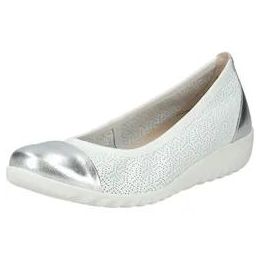 Ballerina Caprice "Caprice Ballerinas Leder", Damen, Gr. 38, silber (weiß, silber), Leder, Casual, Schuhe