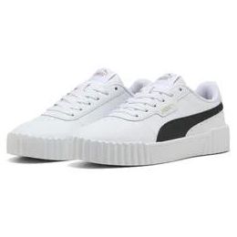Sneaker Puma "Carina 3.0 Sneakers Damen", Gr. 38, bunt (weiß schwarz gold), Obermaterial: Leder, Synthetik; Futter: Textil; Innensohle: Textil; Laufsohle: Gummi, Schuhe