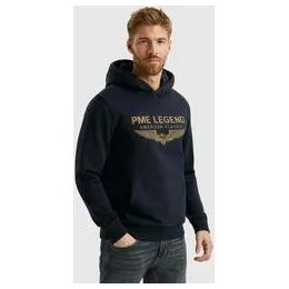 PME-Legend Kapuzensweatshirt PME LEGEND "Hooded soft terry with logo", Herren, Gr. M, grau (salute), Sweatware, Obermaterial: 80% Baumwolle, 20% Polyester, bestickt, regular fit taillenbedeckt, Rippbündchen, Sweatshirts, mit Logostickerei