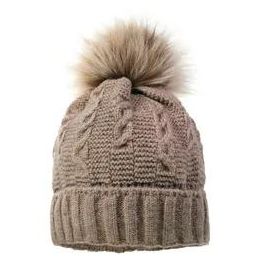 Strickmütze MaxiMo, Baby, Gr. 51, buchemeliert, Strick, Materialmix, unifarben, Mützen, angenehmer Materialmix, gefüttert, Bommel, breiter Umschlag
