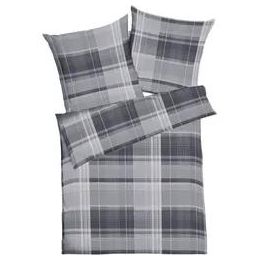 Bettwäsche Kaeppel "Tonight Plaid", grau, B/L: 135cm x 200cm, , Interlock-Jersey, B/L: 80cm x 80cm, Interlock-Jersey, Obermaterial: 100% Baumwolle, Bettwäsche