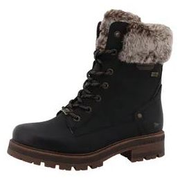 Winterstiefelette Mustang SHOES "Darleen", Damen, Gr. 39, schwarz, Lederimitat, Textil, Schuhe, Winterboots mit Fellimitatkragen