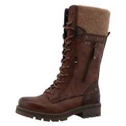 Winterstiefel Mustang SHOES "Darleen", Damen, Gr. 45, Normalschaft, braun, Lederimitat, Textil, used, Schuhe, Schnürstiefel mit Reißverschluss