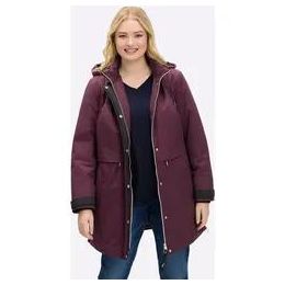 Langjacke sheego, Damen, Gr. 42, burgund, 60% Baumwolle, 40% Polyamid, Wattierung:100% Polyester, unifarben, Jacken
