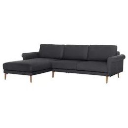 Ecksofa "CR.450, Designecksofa, L-Form", schwarz (anthrazitgrau, schwarzgrau 044, 57), B:262cm H:85cm T:178cm, Chenille COCO (72% Polyester 15% Baumwolle 13% Polyacryl), CREATION BY ROLF BENZ, Sofas, Armlehne Schnecke modern Landhaus, Breite 262 cm, Fuß Nussbaum