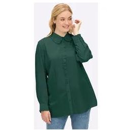 Rüschenbluse sheego, Damen, Gr. 42, moos, 100% Viskose, unifarben, Blusen
