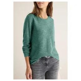 Rundhalspullover Cecil, Damen, Gr. XXL (46), smoky grün heather melange, Strick, Obermaterial: 60% Baumwolle, 40% Polyester, meliert, casual, regular fit normal, Rundhals, Langarm gerader Abschluss, Pullover, mit Struktur