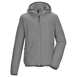 Fleecejacke Killtec "KOW 246 BYS FLC JCKT", Jungen, Gr. 140, anthrazit, Obermaterial: 100% Polyester, Jacken Fleecejacke, Gestreifte Kinder Fleecejacke mit Kapuze, Kinnschutz und Taschen