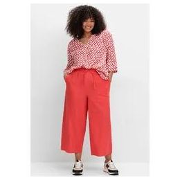 Longbluse sheego, Damen, Gr. 40, orange (hummer, gemustert), 100% Viskose, gemustert, V-Ausschnitt, Blusen