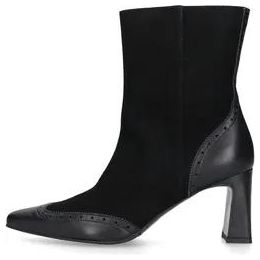 Schlupfboots Henry Stevens "Madison ZB70", Damen, Gr. 39, schwarz, Ziegenvelours und Kalbsleder, Schuhe, Damen Stiefelette mit Absatz handgefertigt, Lederschuh