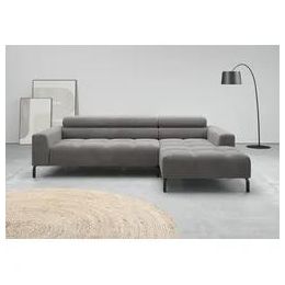 Ecksofa Home Affaire "Ecksofa Claya, L-Form, Kopfteilverstellung, Breite 258 cm", dunkelgrau, B:258cm H:71cm T:179cm, 88% Polyester, 12% Polyacryl, Sofas, Moderne Steppung, weicher Polsteraufbau & saugroboterfreundliche Höhe